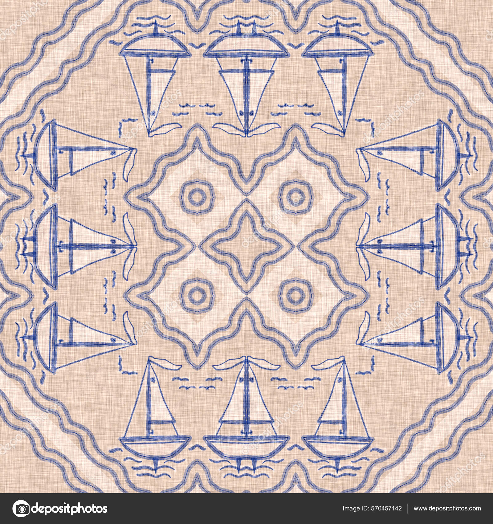 Coastal blue white washed out linen effect pattern. Modern rustic ...