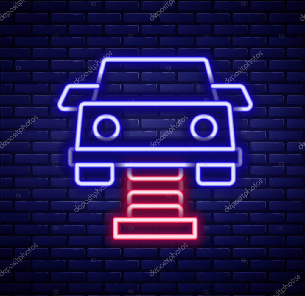 Brillante línea de neón Swing coche en el icono del patio de recreo ...