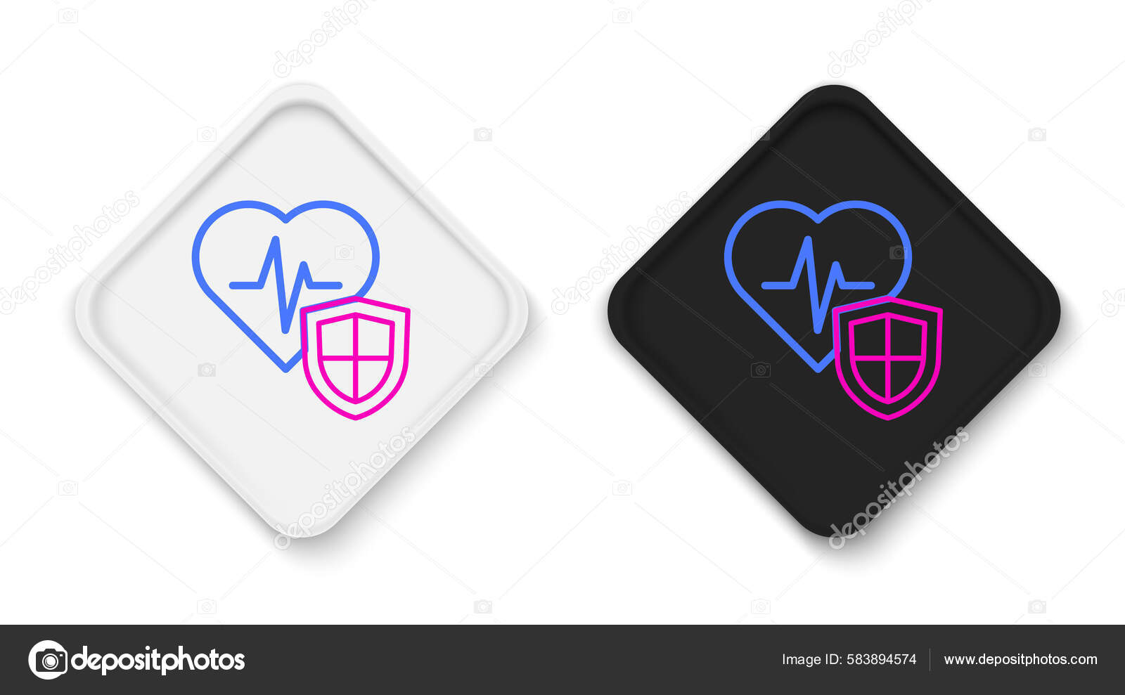 Line Life Insurance Shield Icon Isolated White Background Security ...