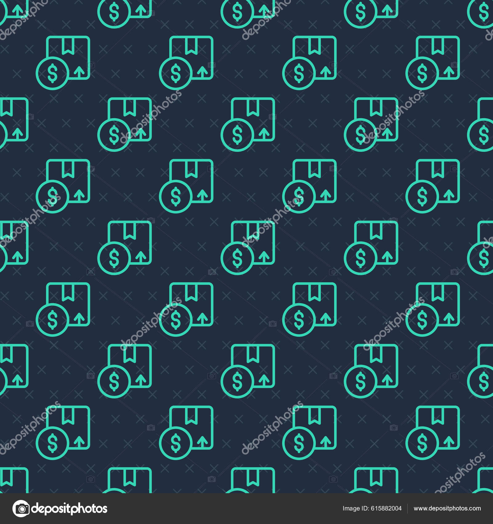 Green Line Carton Cardboard Box Icon Isolated Seamless Pattern Blue ...