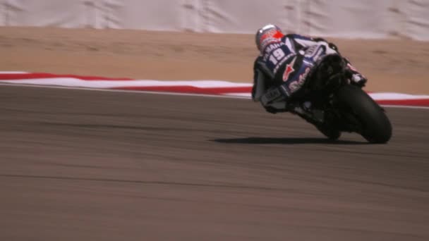 Shot Motorcycle Racer Turning Curve Coming Very Close Concrete Barrier ...