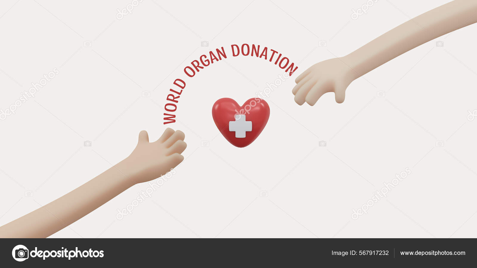 Rendering Hand Heart Red Cross Sign Background Banner Card Poster Stock ...