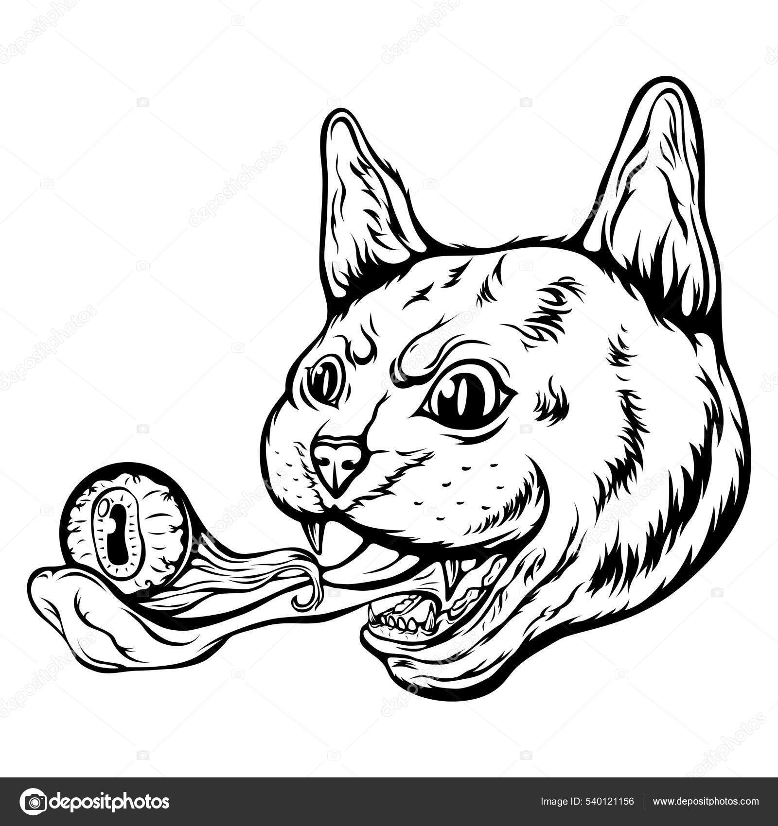 Evil Cat Vector Isolated Illustration Black Color White Background ...