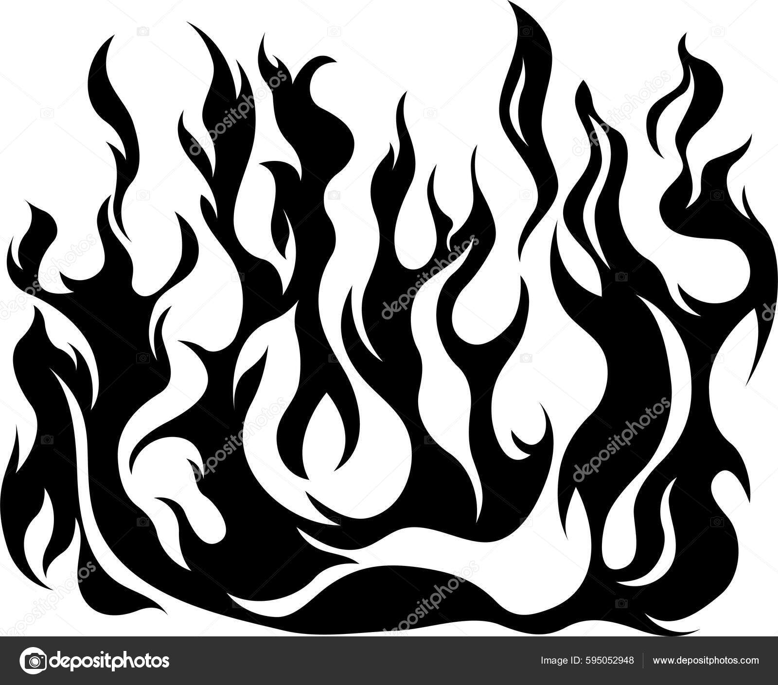 Fiamme Fuoco Isolate Sfondo Bianco Disegno Del Tatuaggio Tribale ...