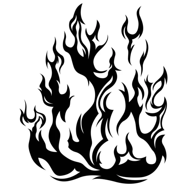 Fire Flames Isolated White Background Tribal Tattoo Design Stock Vector ...