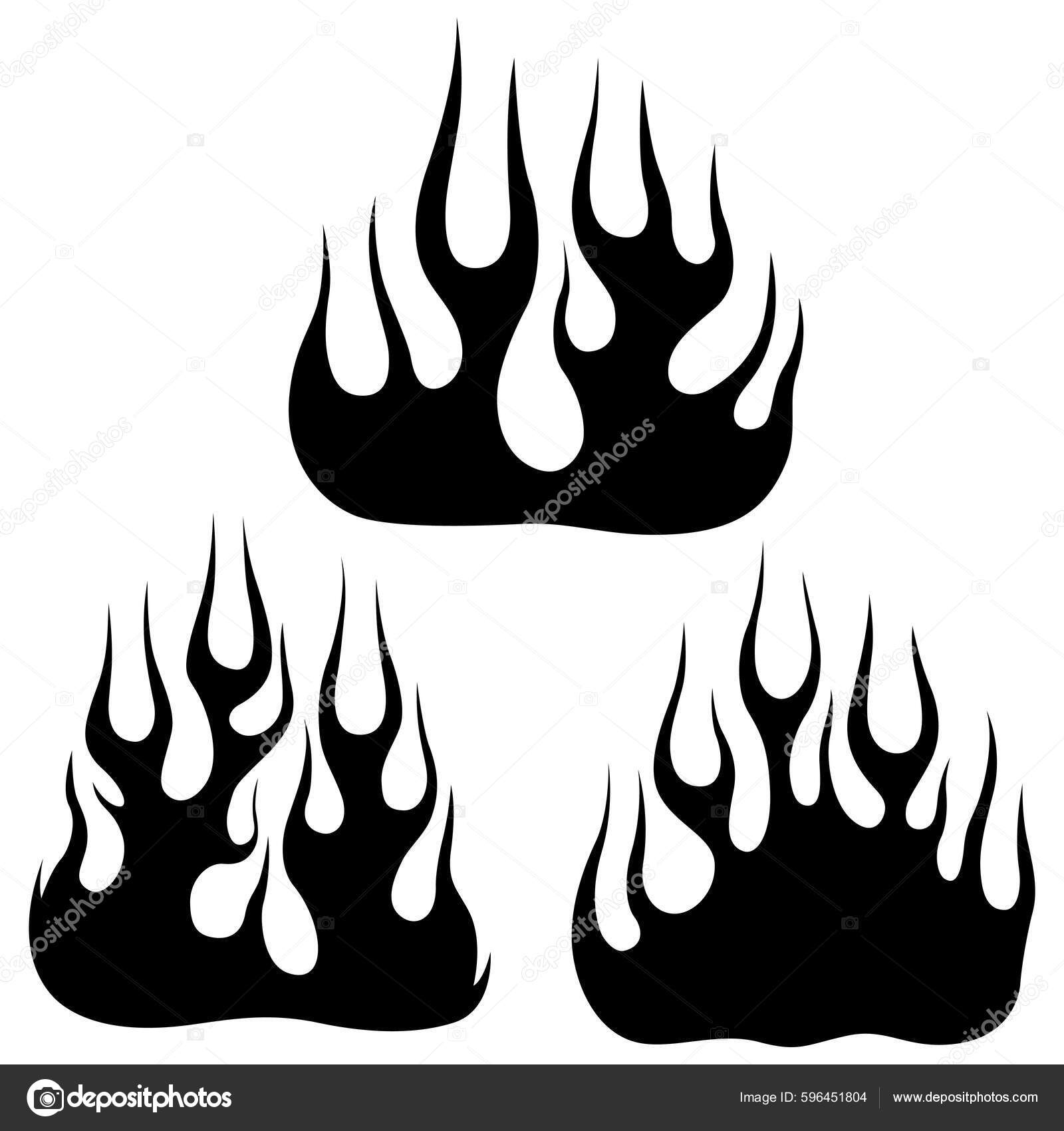 Api Terisolasi Pada Latar Belakang Putih Desain Tato Kesukuan Vektor ...