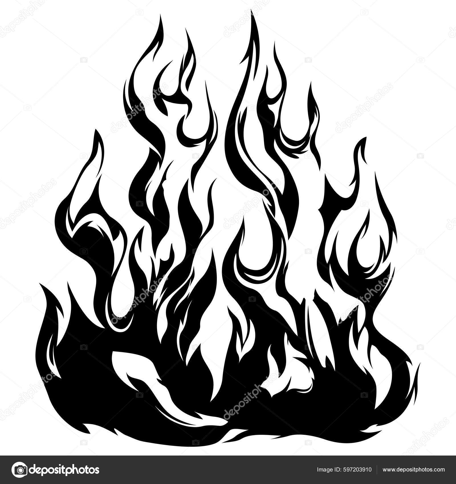 Api Terisolasi Pada Latar Belakang Putih Desain Tato Kesukuan Vektor ...