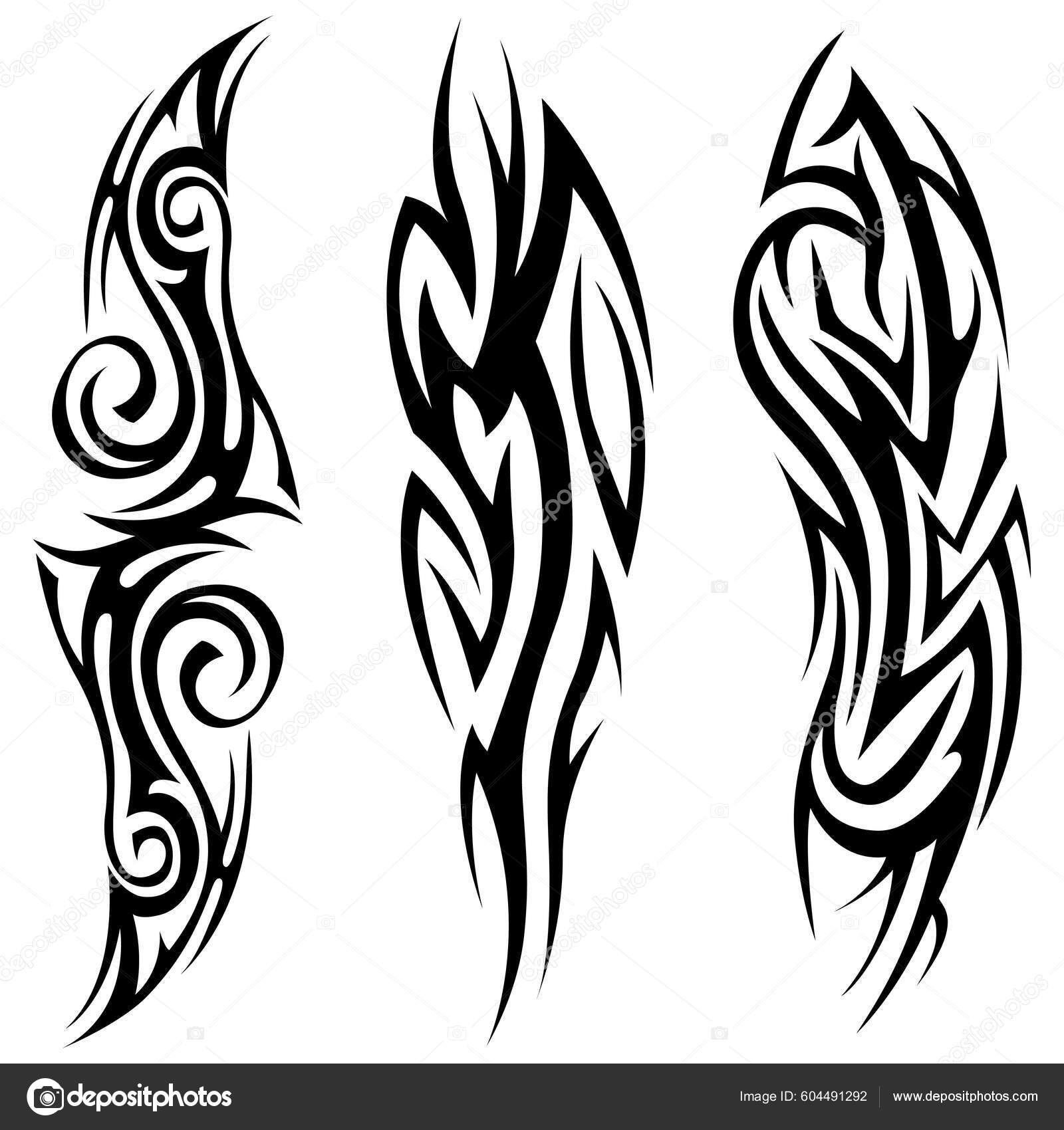 Vector Tribal Tattoo Silhouette Illustration Isolated Abstract Element ...