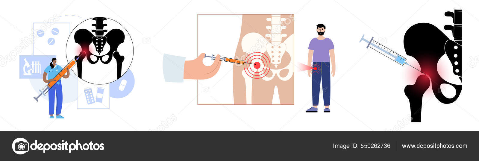Hip joint injection Stock Vector by ©Pikovit #550262736