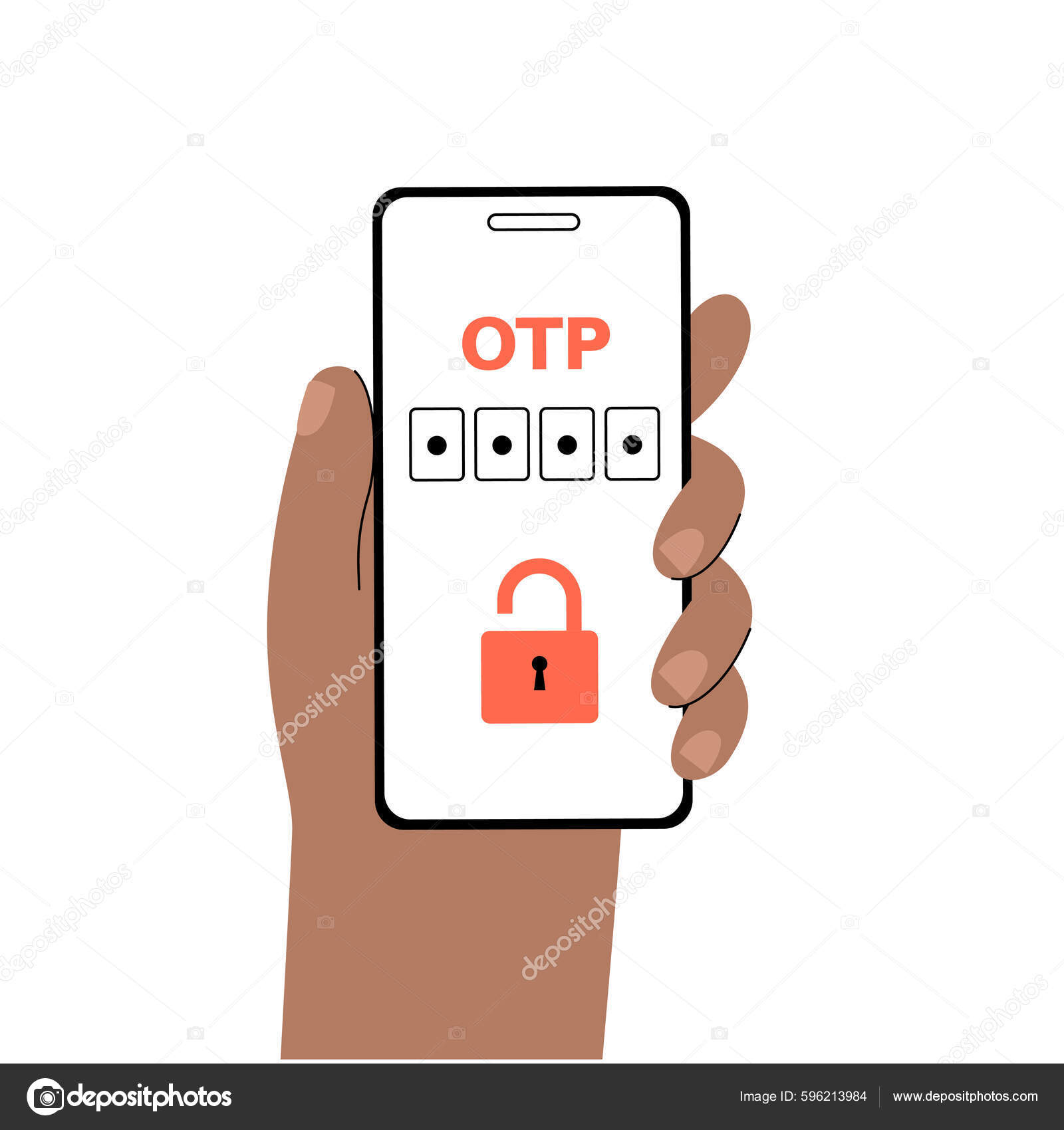One Time Password Message Code Smartphone Entering Site Application ...