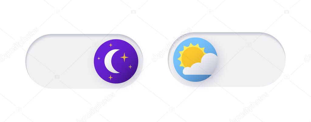 Switch element button for light or dark theme. Digital toggle symbol ...