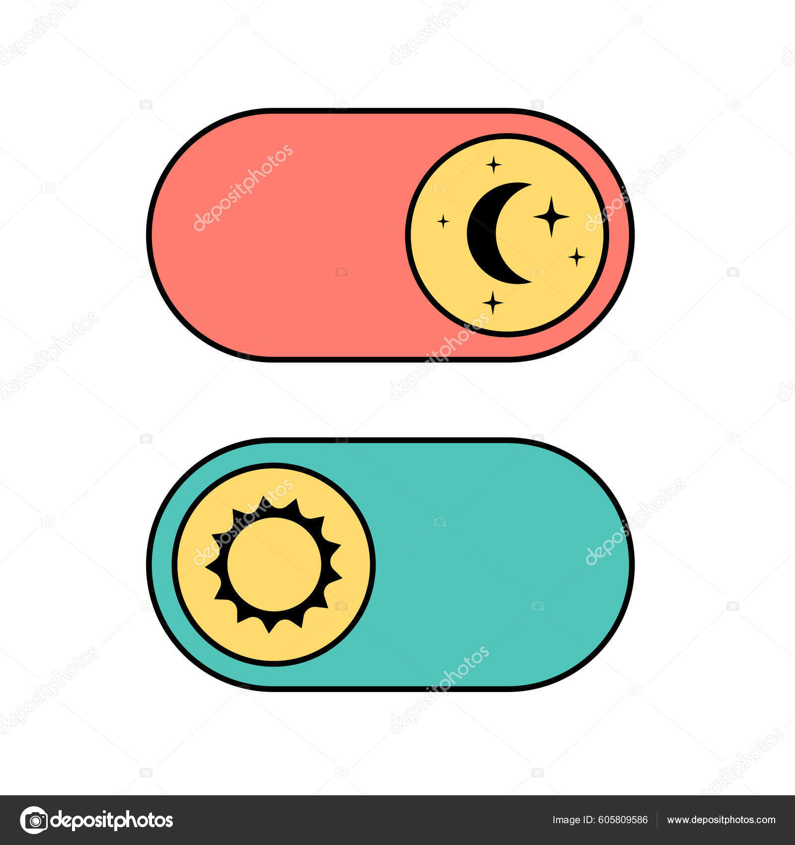 Image vectorielle Switch Element Button Light Dark Theme Digital Toggle ...