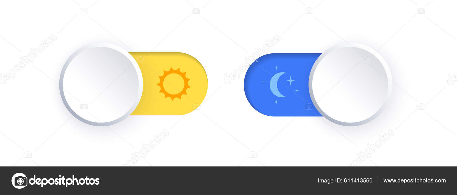 Switch Element Button Light Dark Theme Digital Toggle Symbol Day Stock