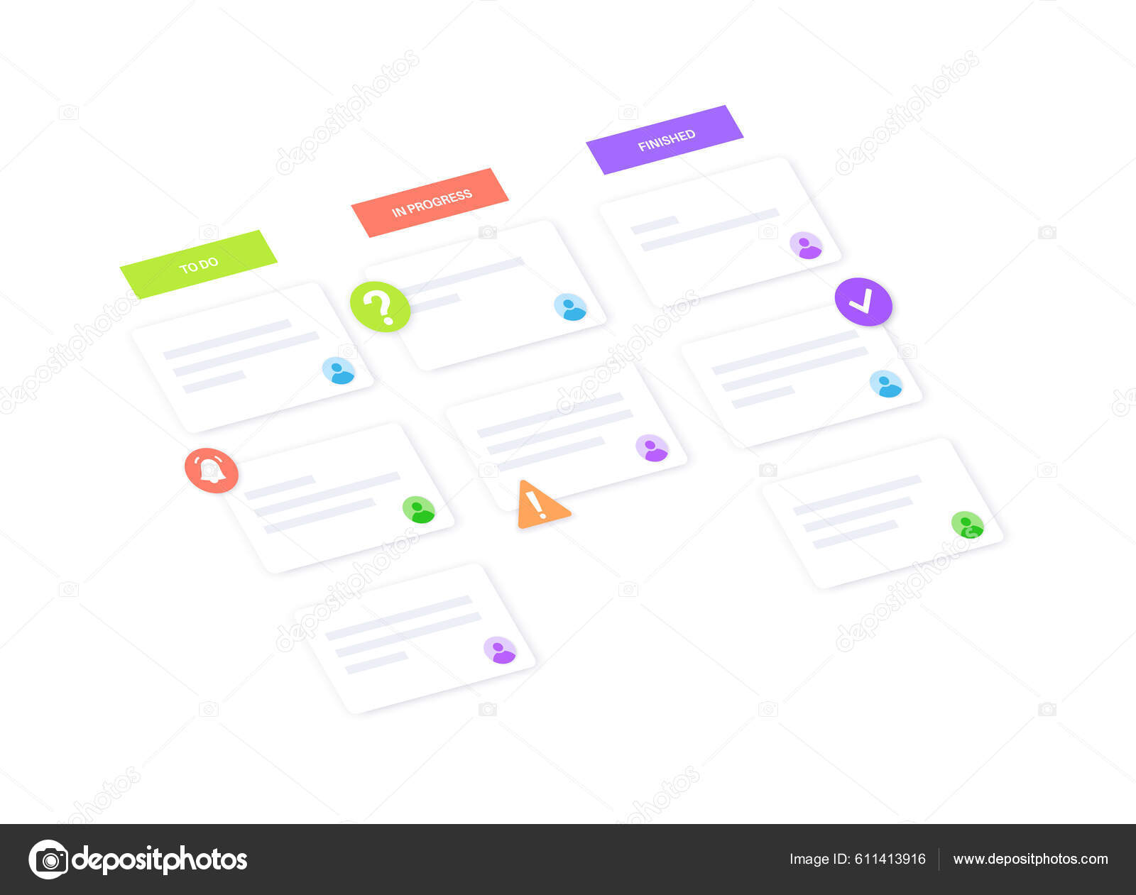 Kanban Board Methodology Meeting Process Cards Tasks Whiteboard ...