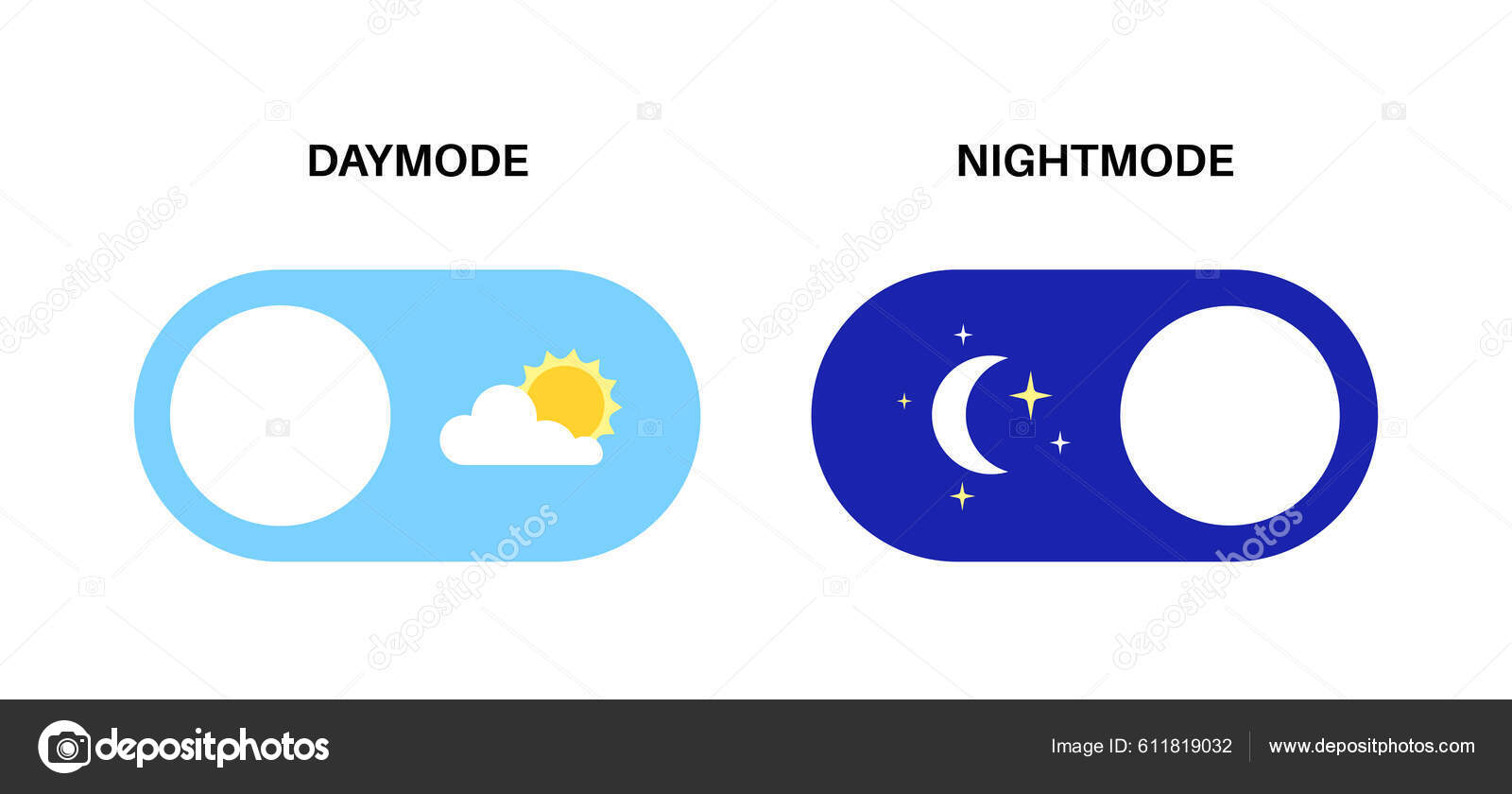 Switch Element Button Light Dark Theme Digital Toggle Symbol Day Stock