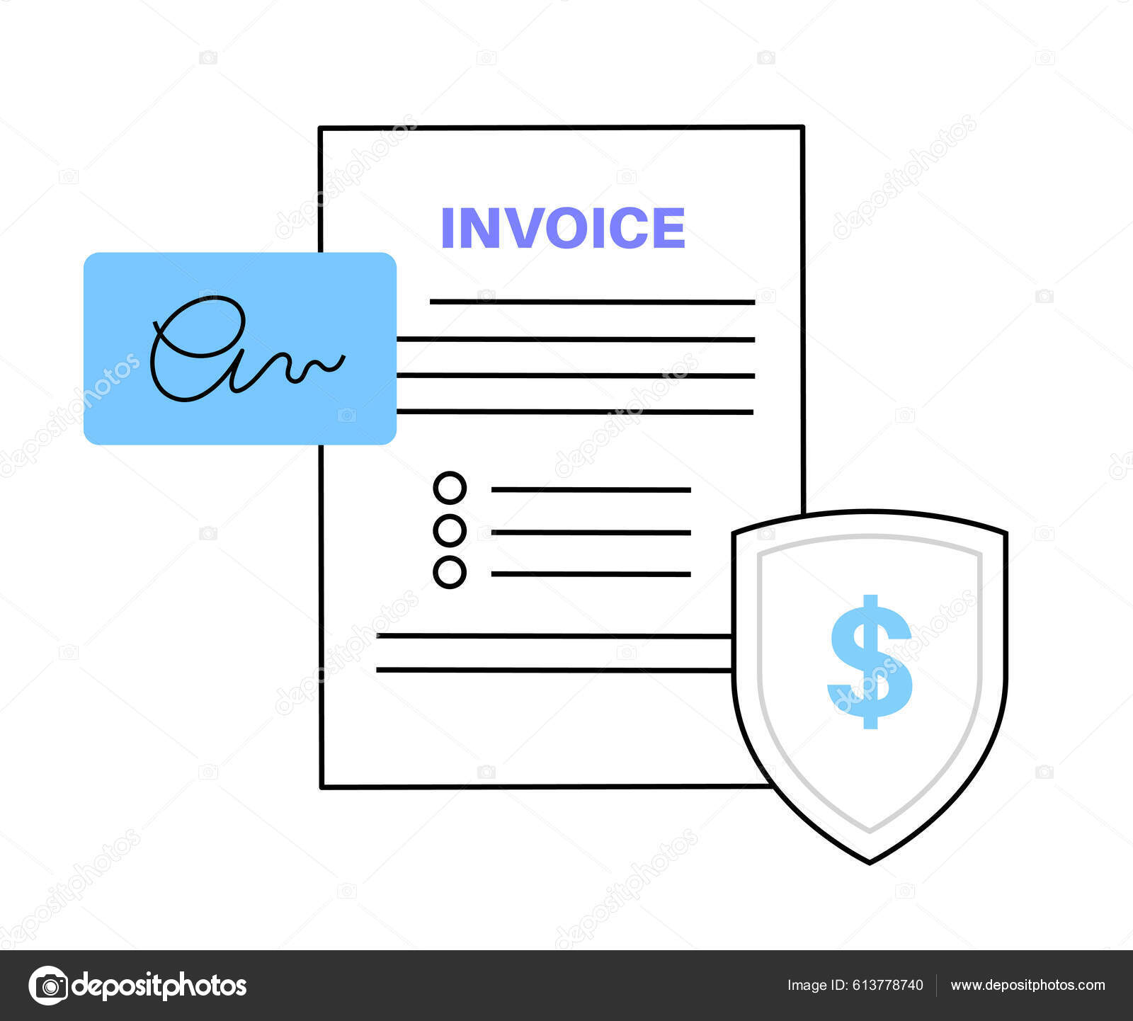 Rechnungsvorlage Dokument Mit Text Stempel Siegel Und Unterschrift ...