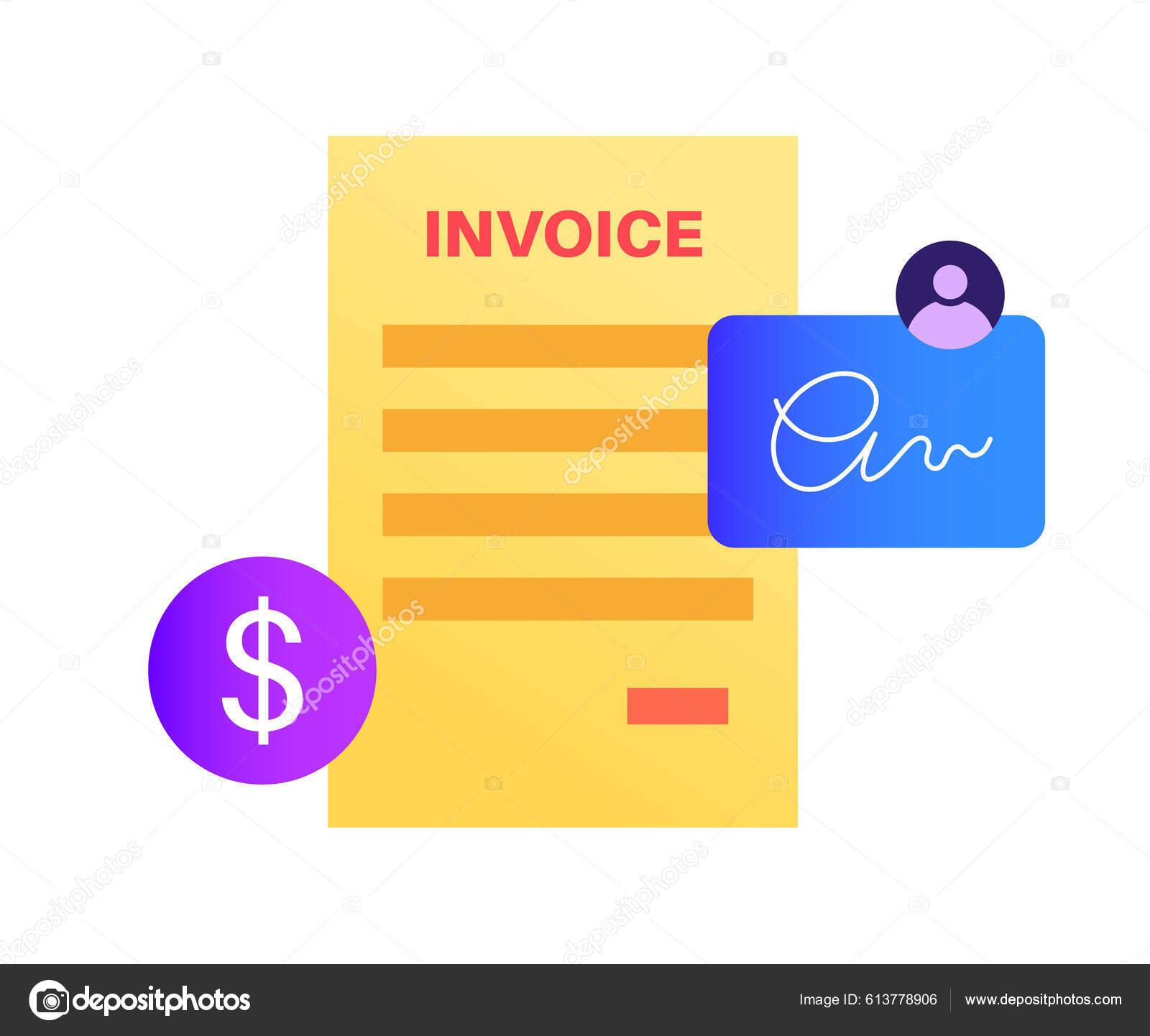 Invoice Template Document Text Stamp Seal Signature Payment Mockup ...