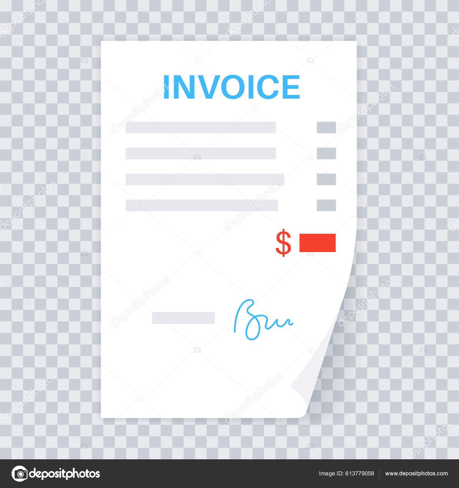 Modèle Facture Document Avec Texte Timbre Sceau Signature Modélisation ...