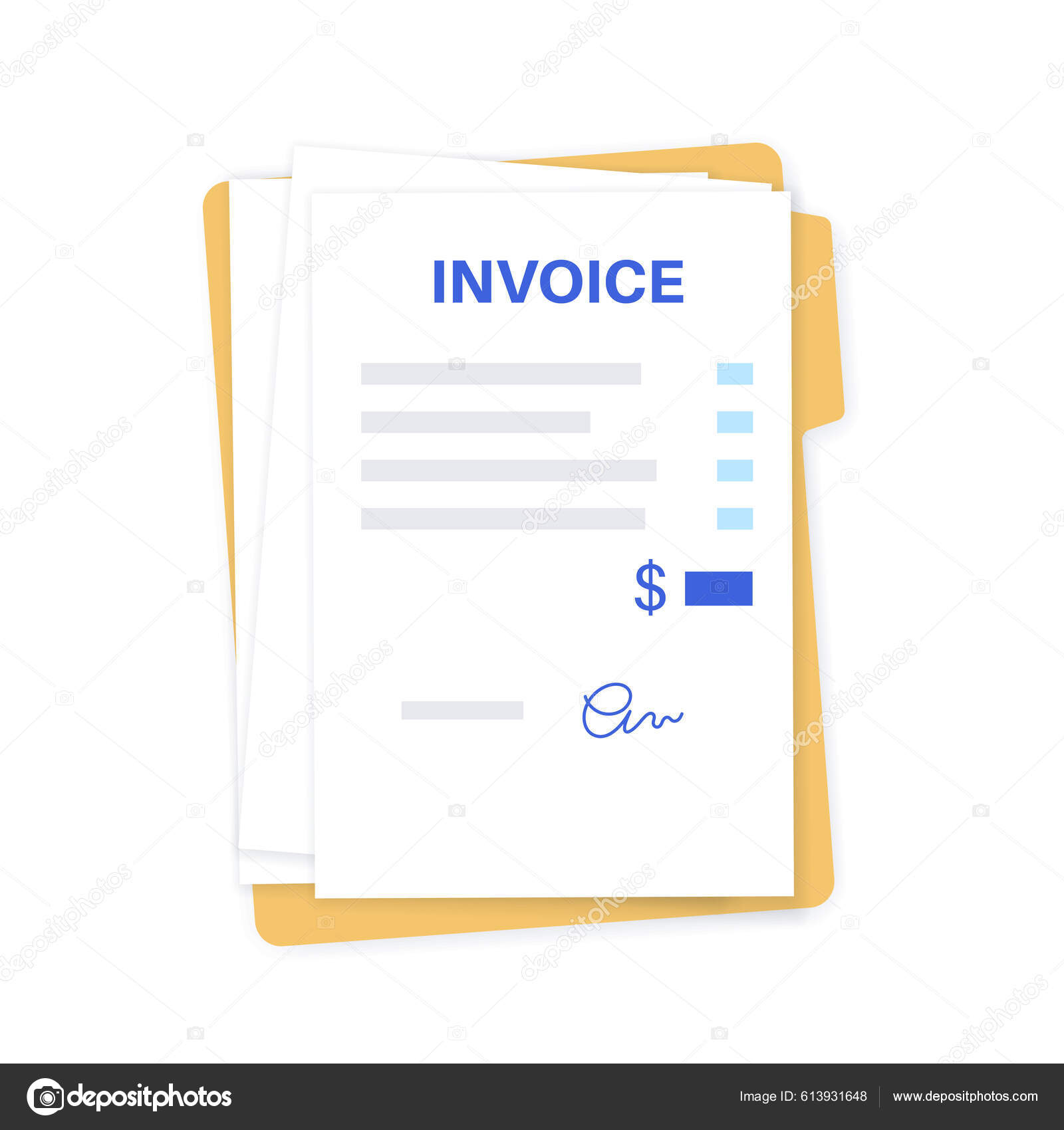 Invoice Template Document Text Stamp Seal Signature Payment Mockup ...