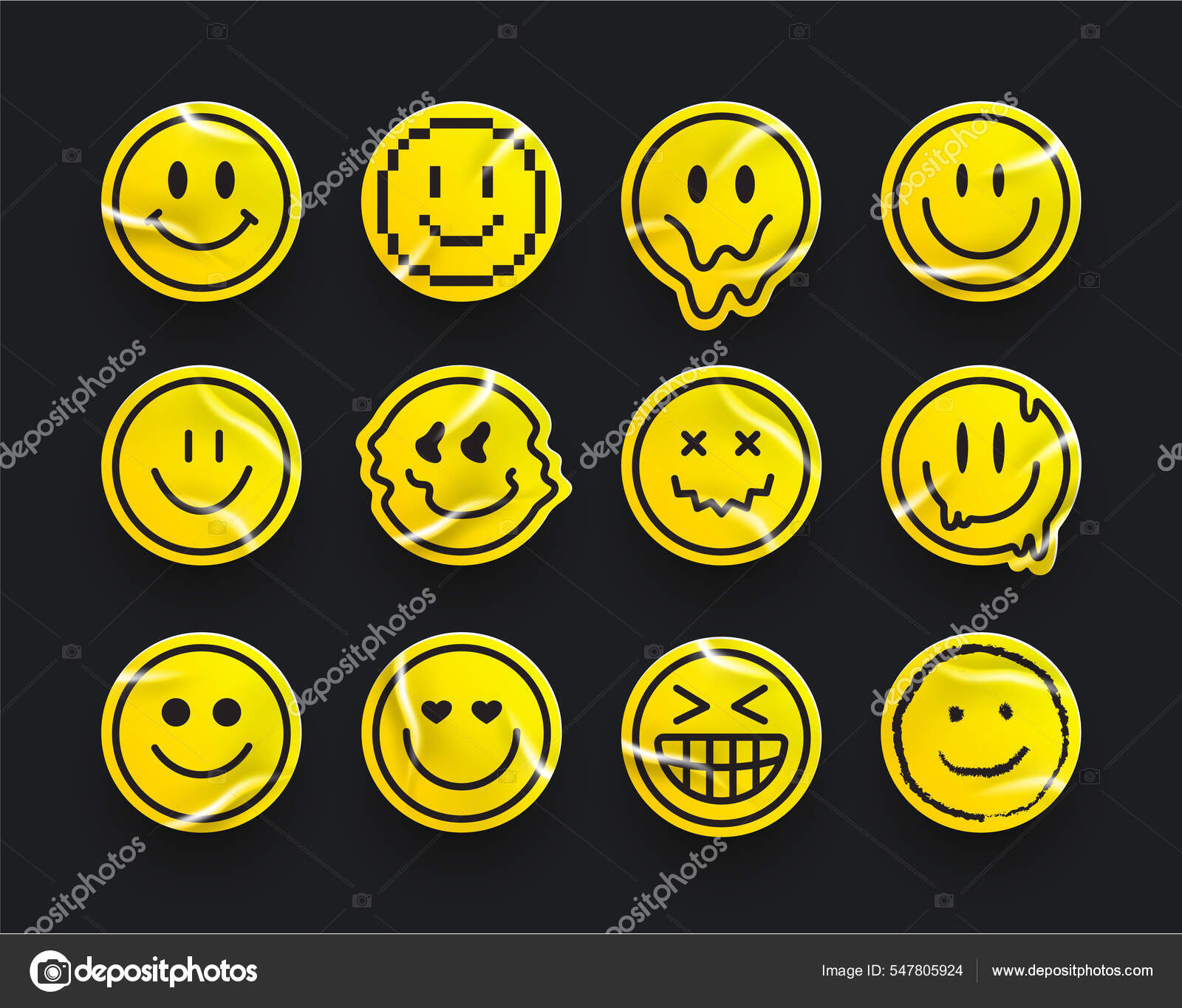 Sorria emojies adesivo pack. Sorria redondo. Formas de adesivo para ...