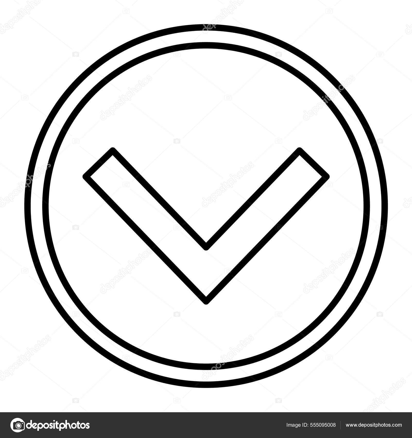 Icono Marca Verificación Círculo Negro Aislado Ilustración Del Vector ...