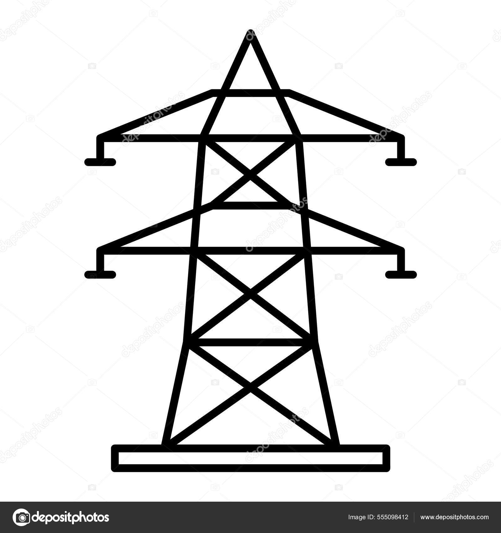 Electric Power Line Icon Outline Illustration Electricity Energy Vector ...