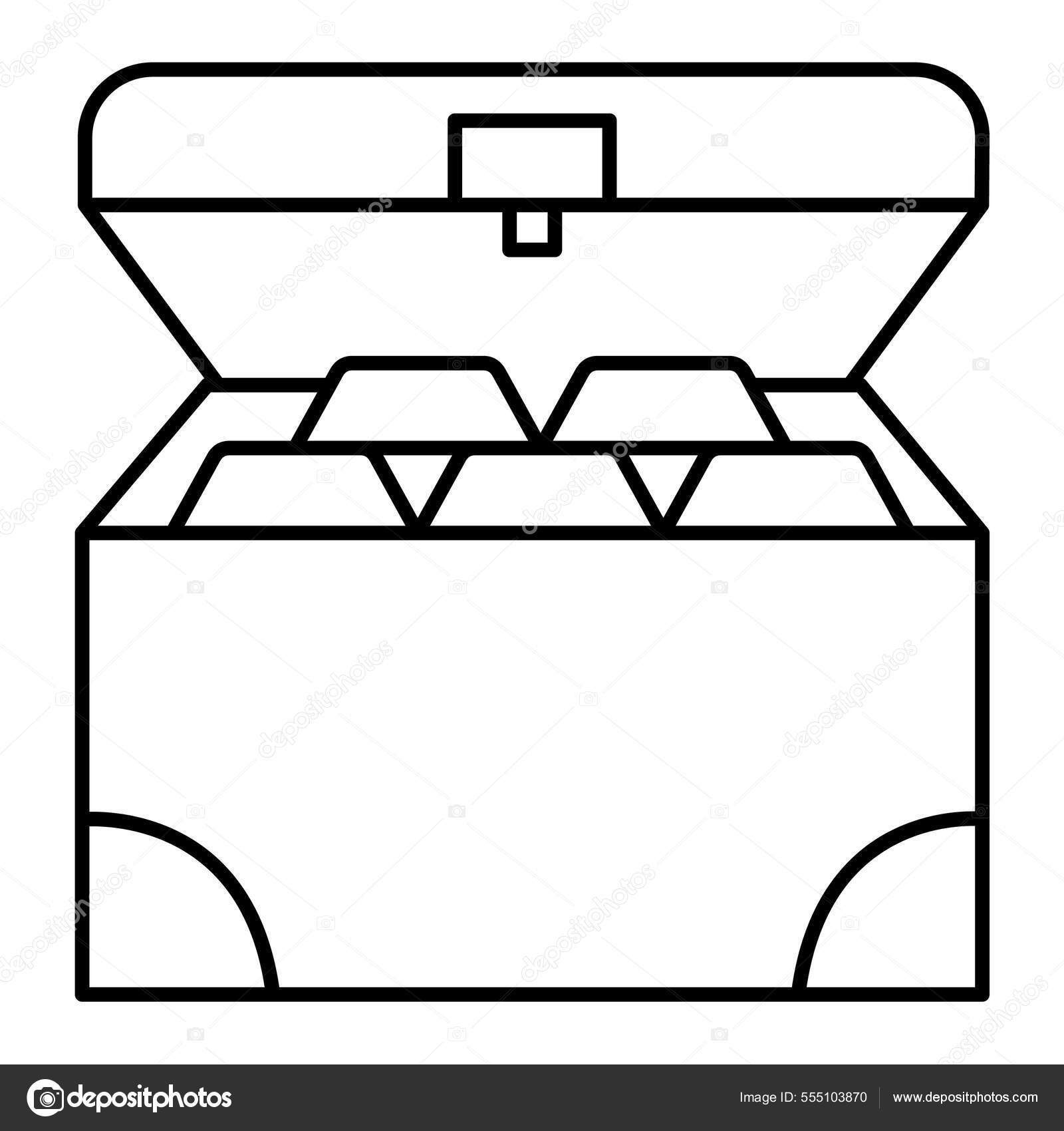 Treasure Chest Icon Outline Illustration Gold Coin Vector Icons Web ...