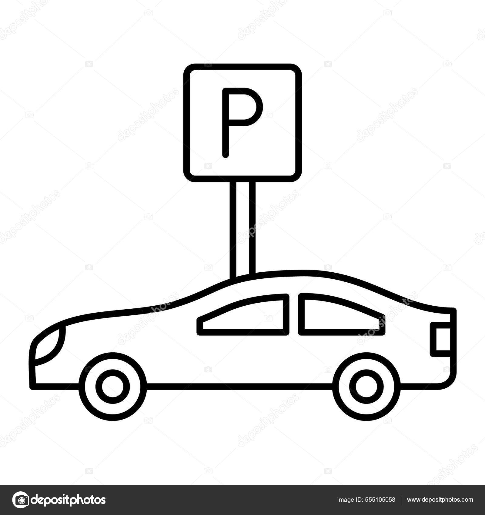 Car Parking Hand Drawn Line Style Icon Vector Illustration Design Stock ...