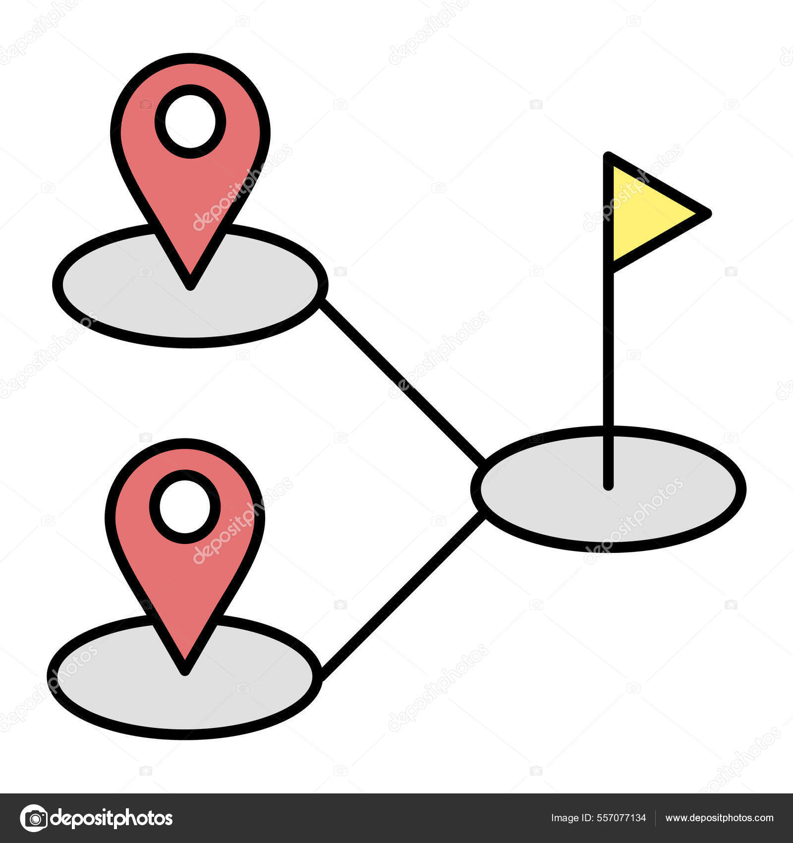 Konum Simgesi Çizgi Harita Işaretleyici Vektör Resimleme Çizelgesi ...