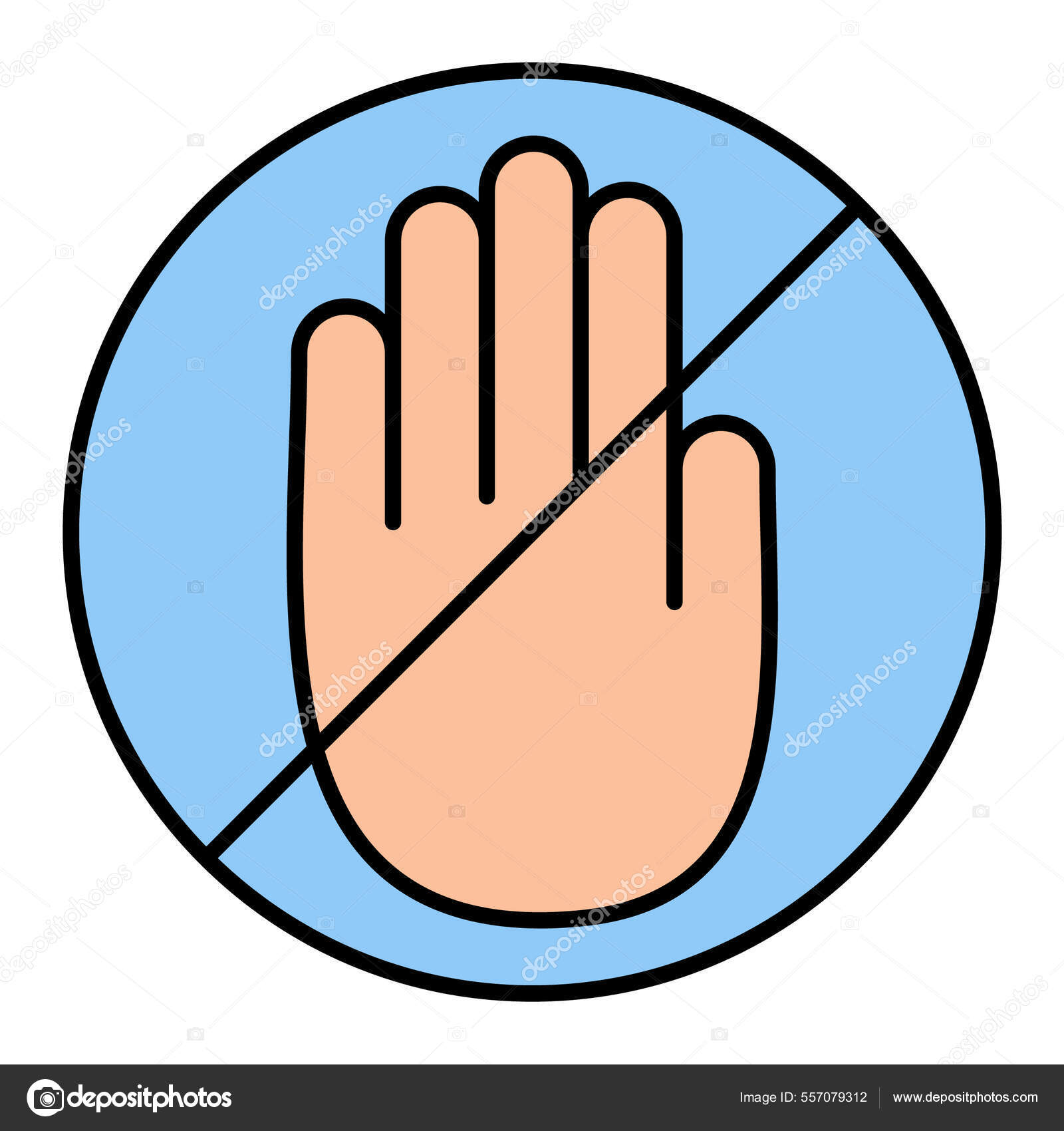 Hand Stop Sign Icon Flat Illustration Fingers Vector Icons Web Stock ...