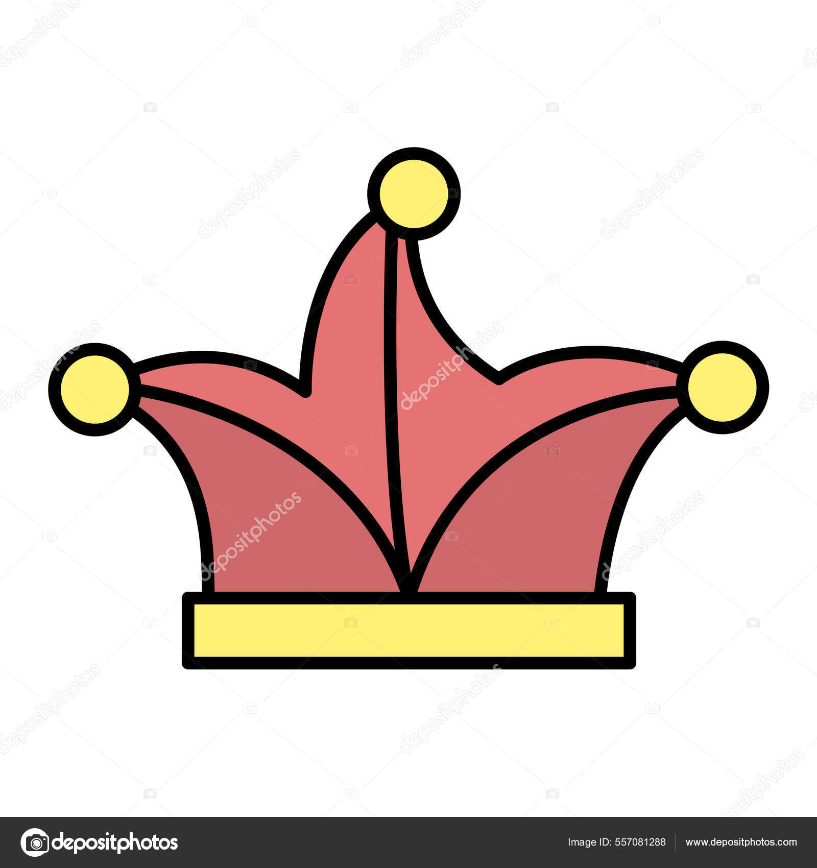 Jester Hat Icon Cartoon Crown Vector Illustration White Background ...