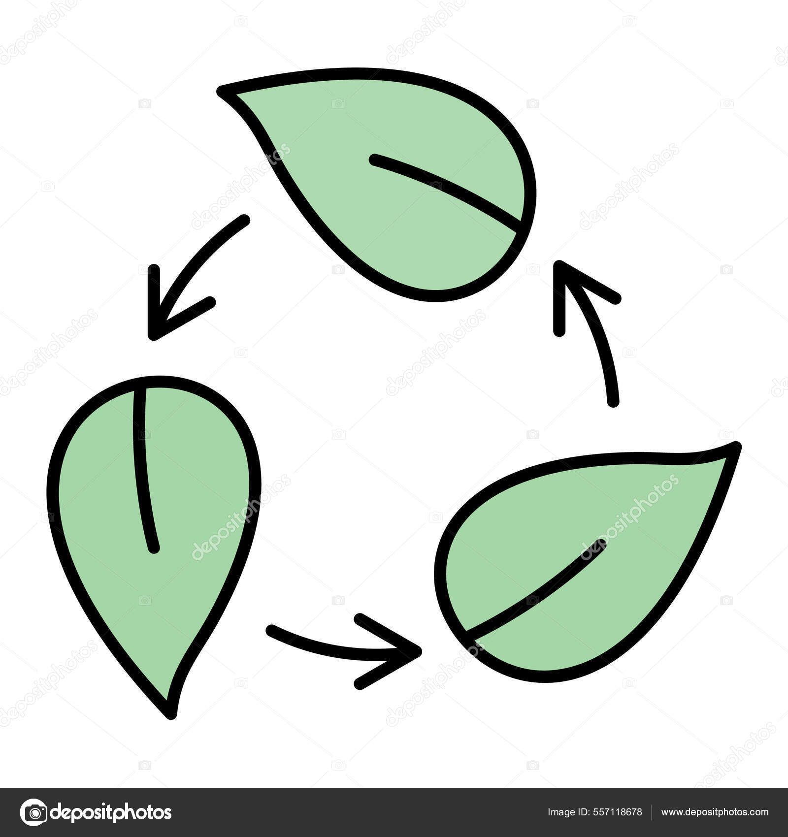Green Leaves Recycle Icon White Background Stock Vector by ...