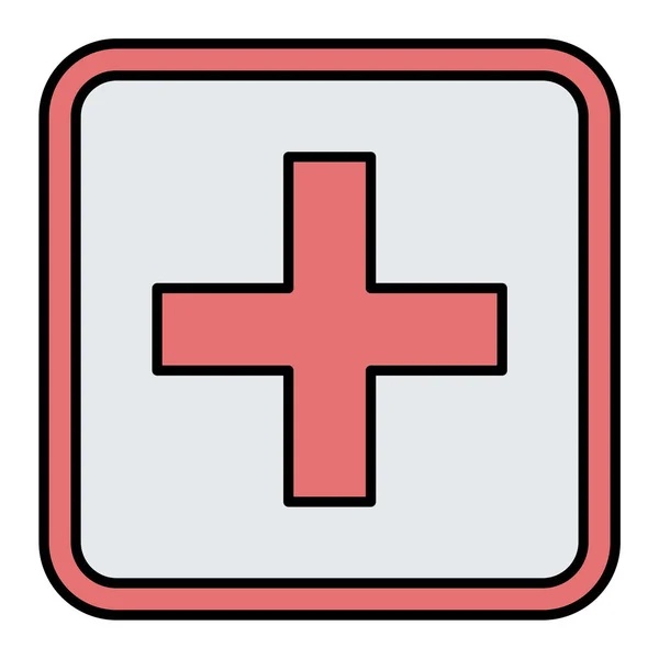 Hospital Cross Icon Red Circle Button White Background Vector ...