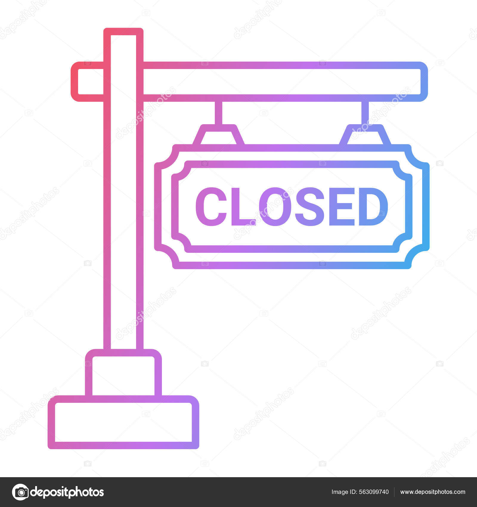 Line Signboard Shopping Cart Icon Isolated White Background Vector ...