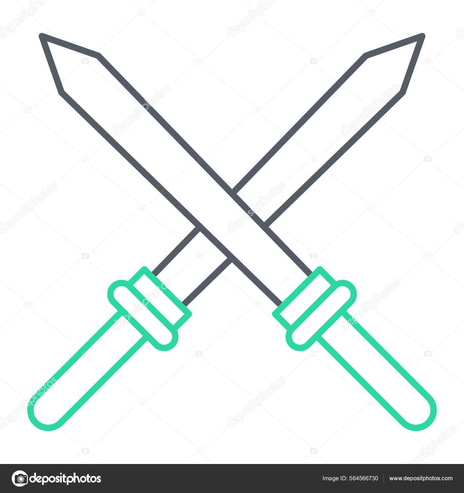 Swords Icon Outline Illustration Medieval Knife Vector Icons Web Stock ...