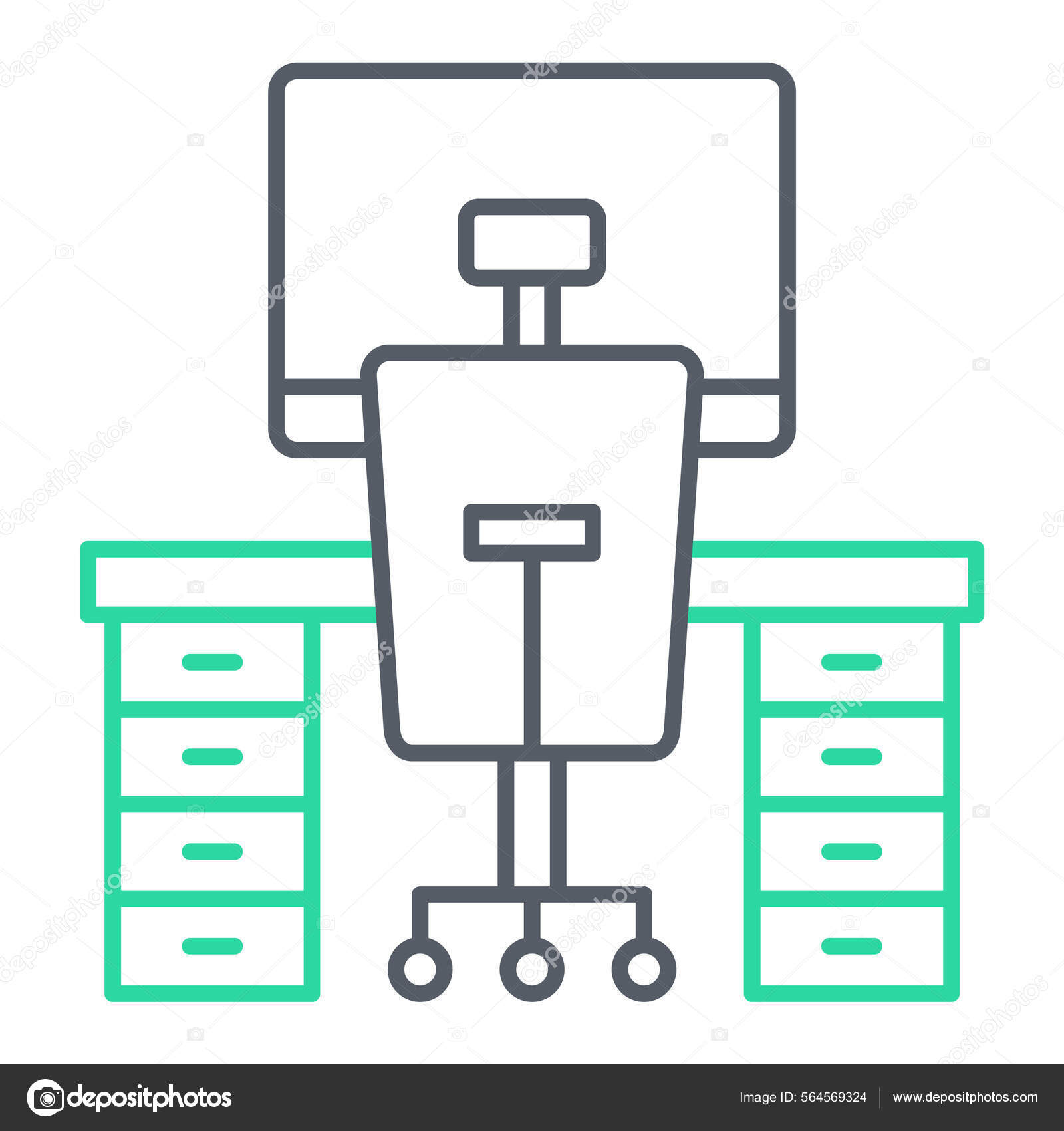 Office Desk Icon Vector Table Chair Sign Isolated Symbol Illustration ...