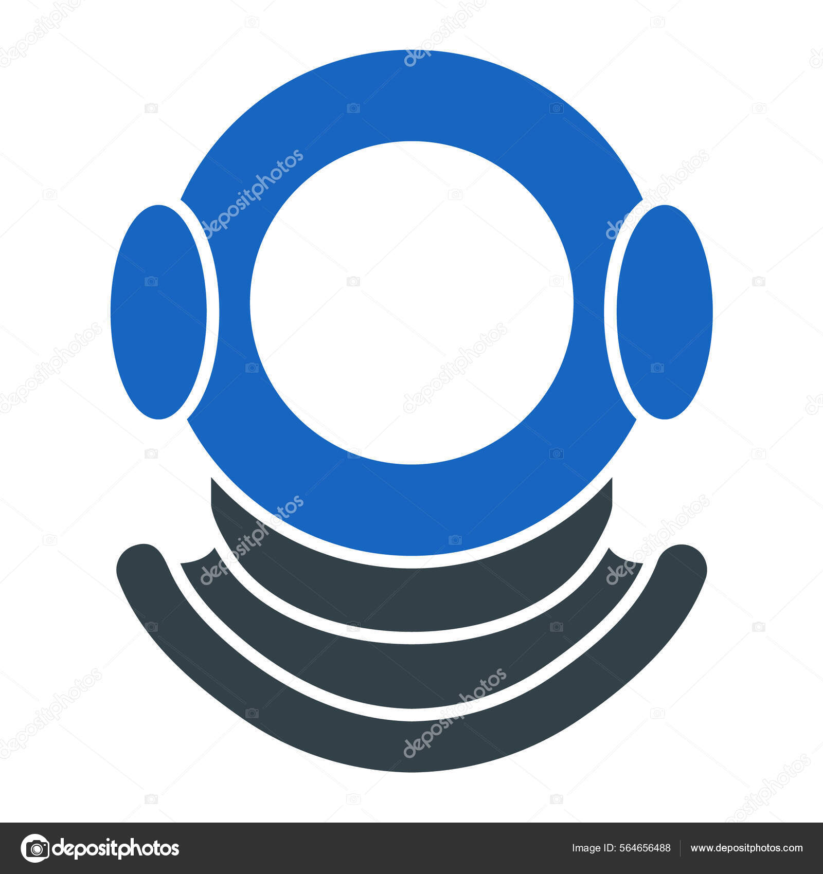 Vector Illustration Blue White Helmet Icon Set Robot Planet Stock Stock ...