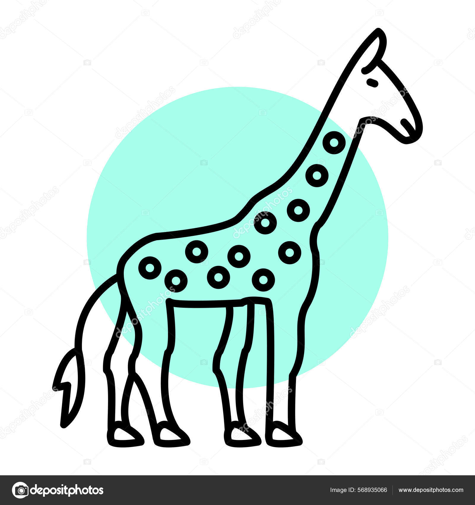 Giraffe Icon Cartoon Style Isolated White Background Vector ...