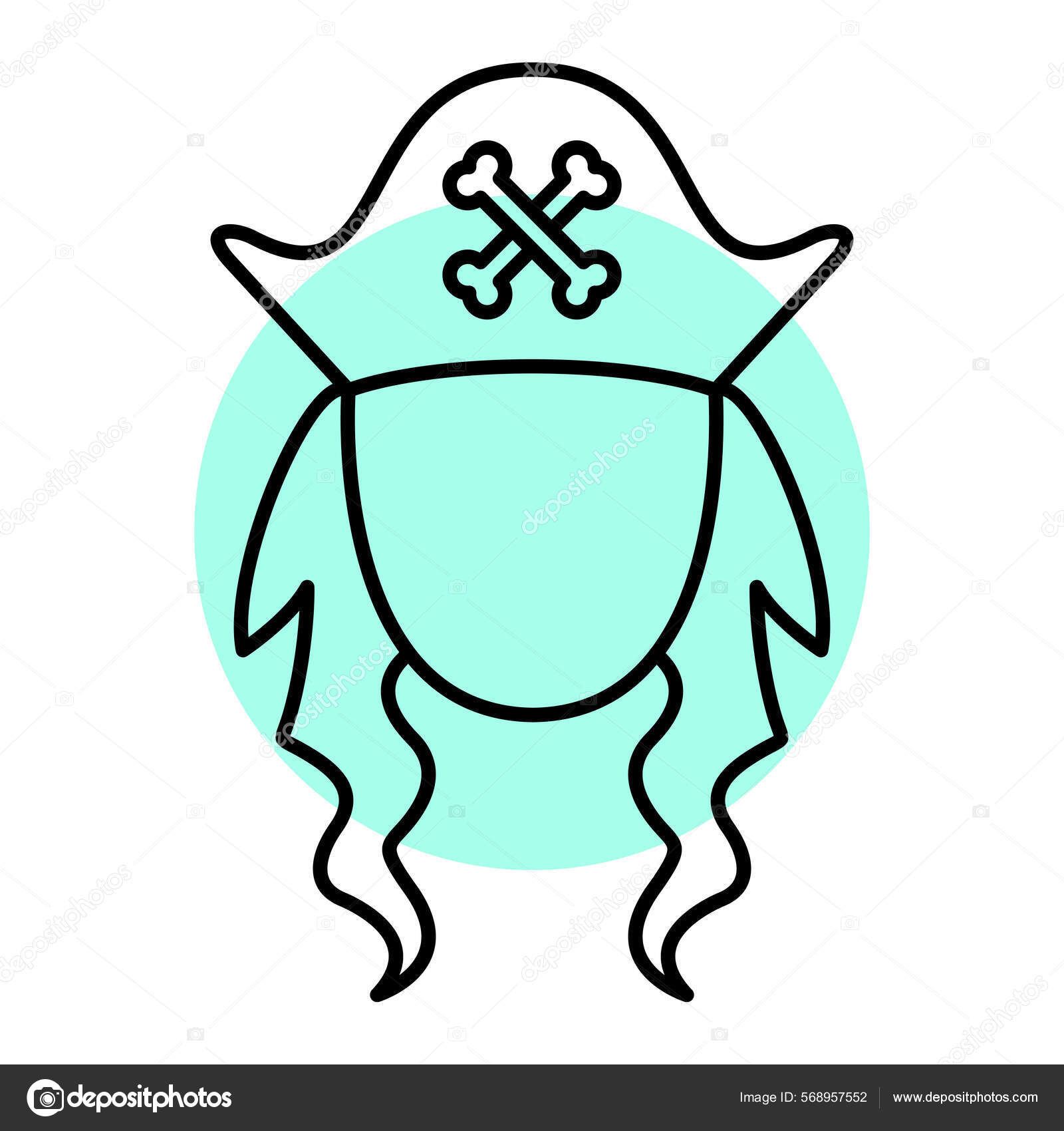 Pirate Captain Icon Outline Illustration Police Skull Vector Icons Web ...