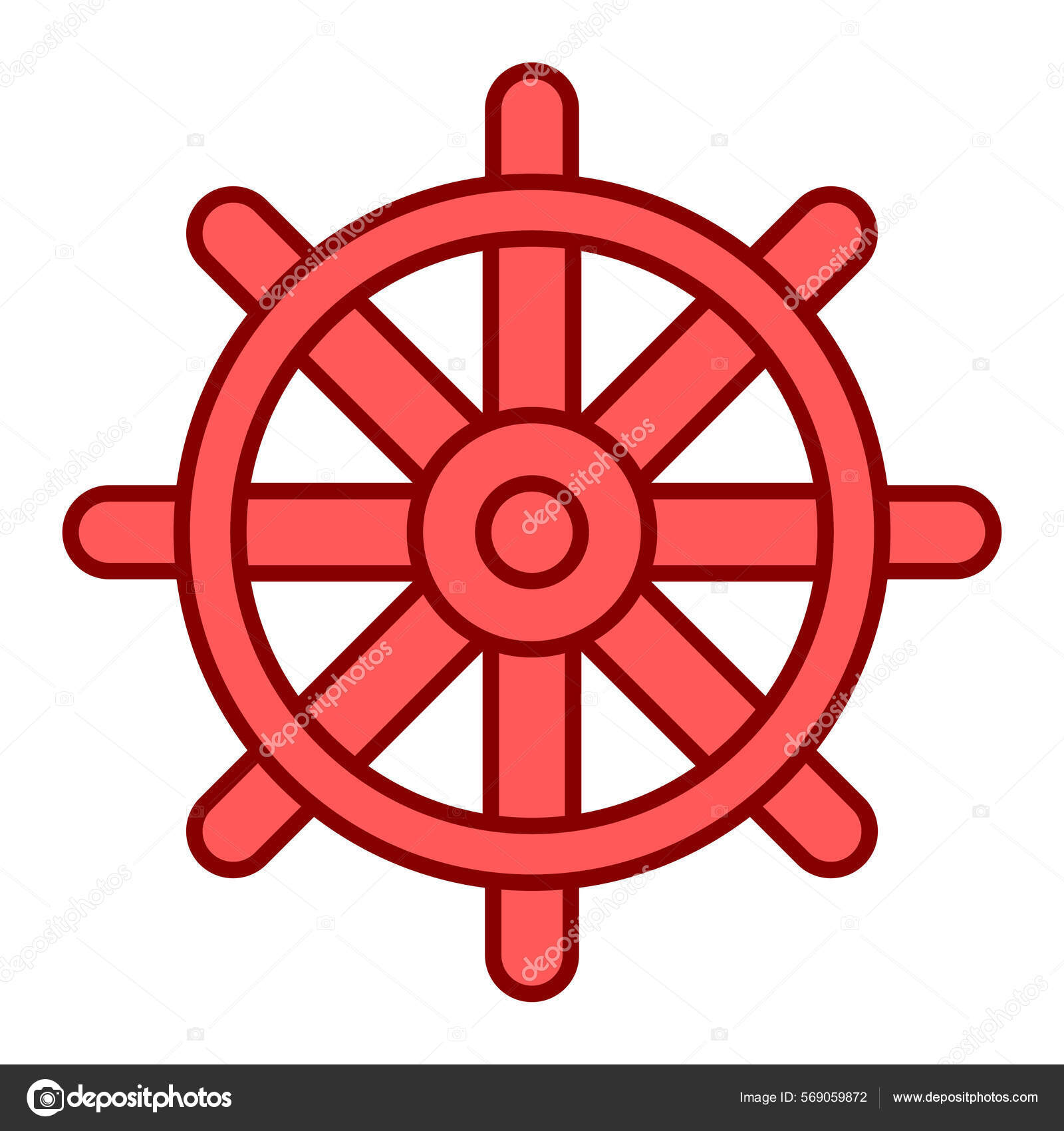 Red Ship Wheel Clip Art
