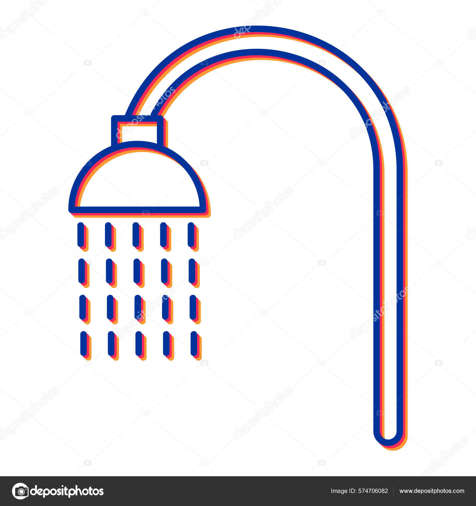 Shower Icon Simple Illustration Water Wash Vector Line Stroke Stock ...
