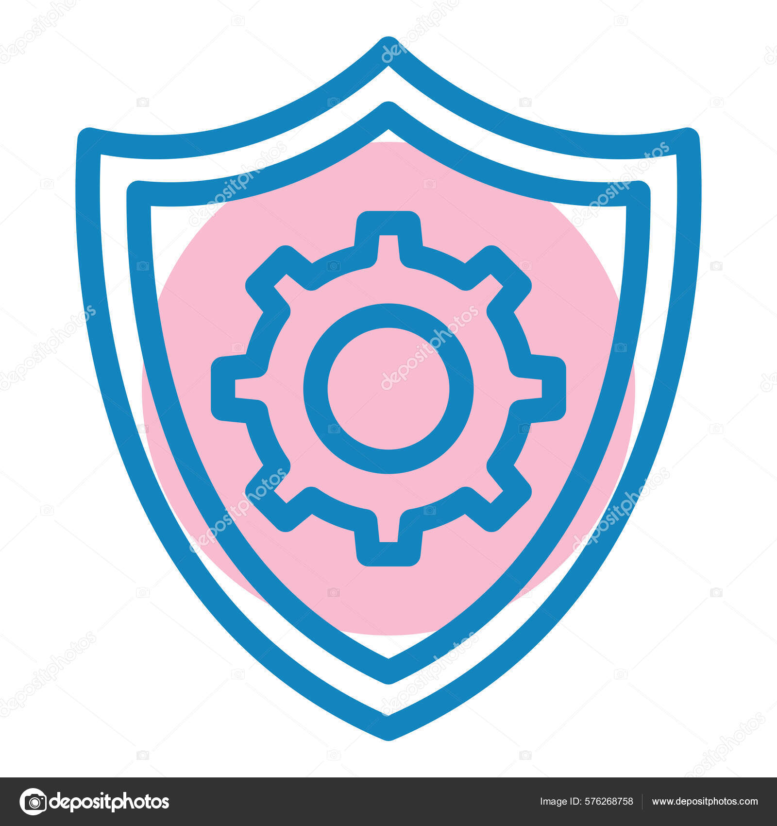 Escudo Con Icono Engranaje Sobre Fondo Blanco Ilustración Vectorial ...