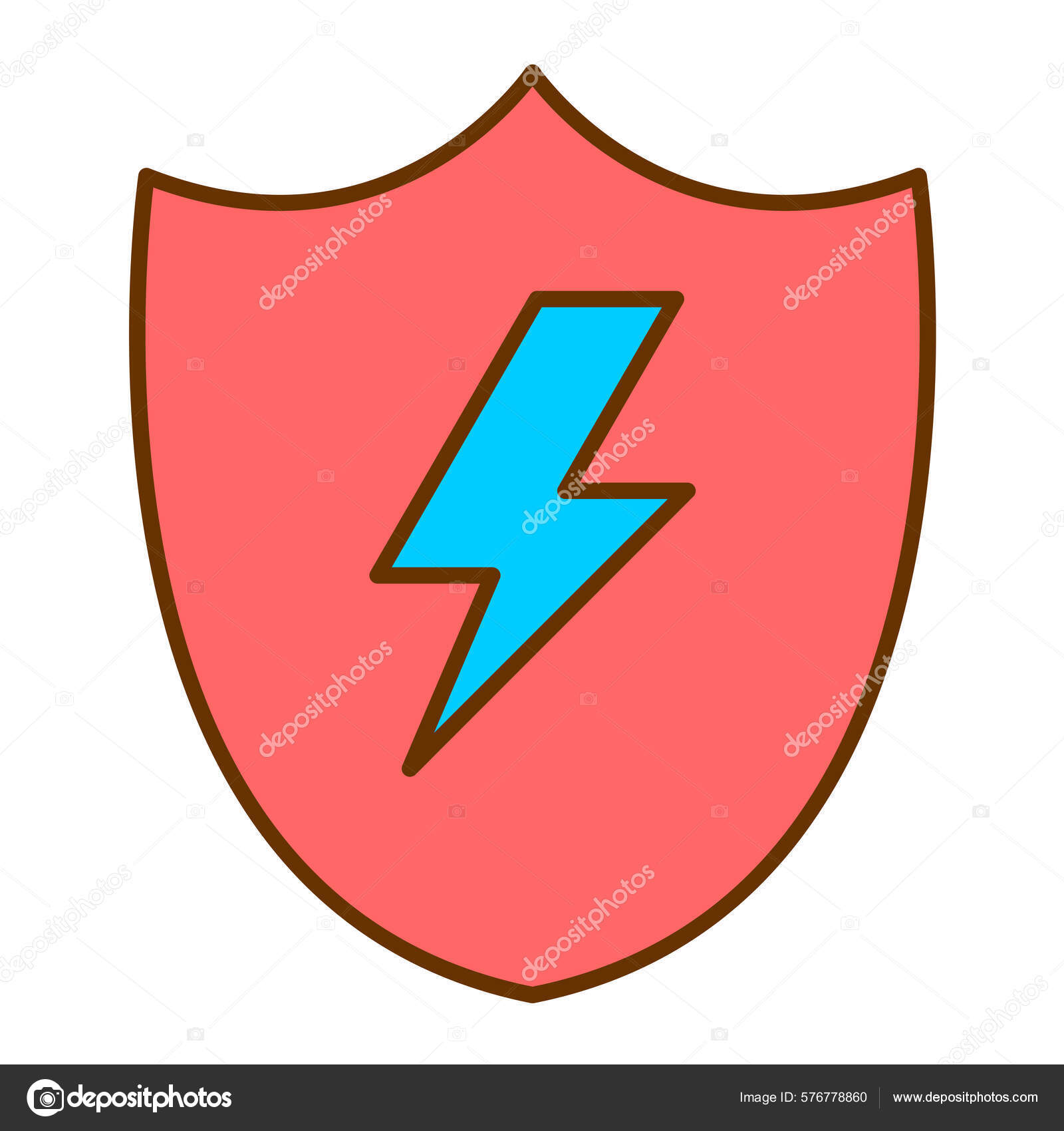 Shield Lightning Icon White Background Stock Vector by ©MuhammadAtiq ...