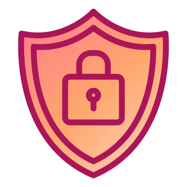 Shield Padlock Icon White Background Line Style Vector Illustration ...