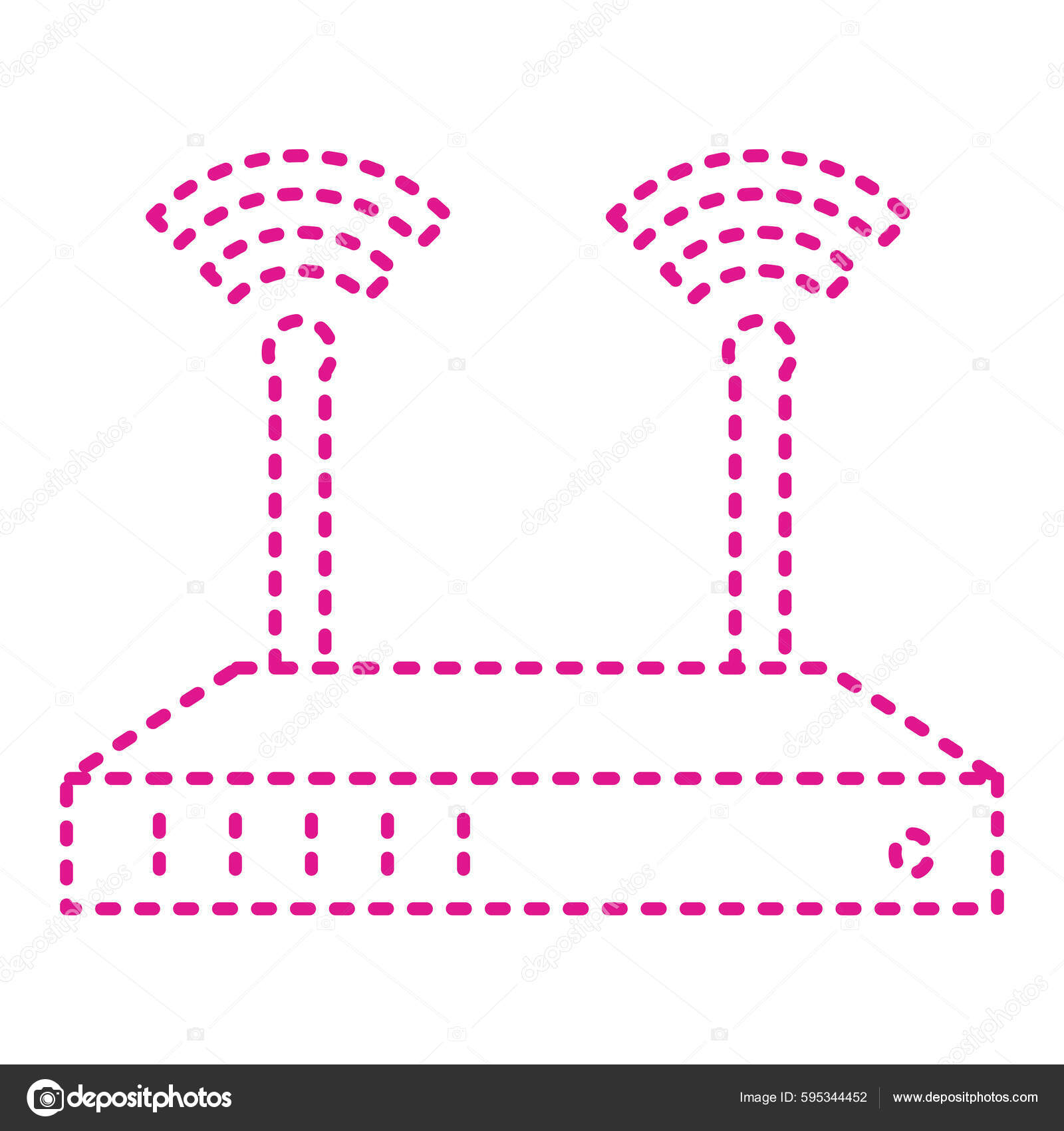 Pink Line Wireless Router Icon Isolated White Background Abstract ...