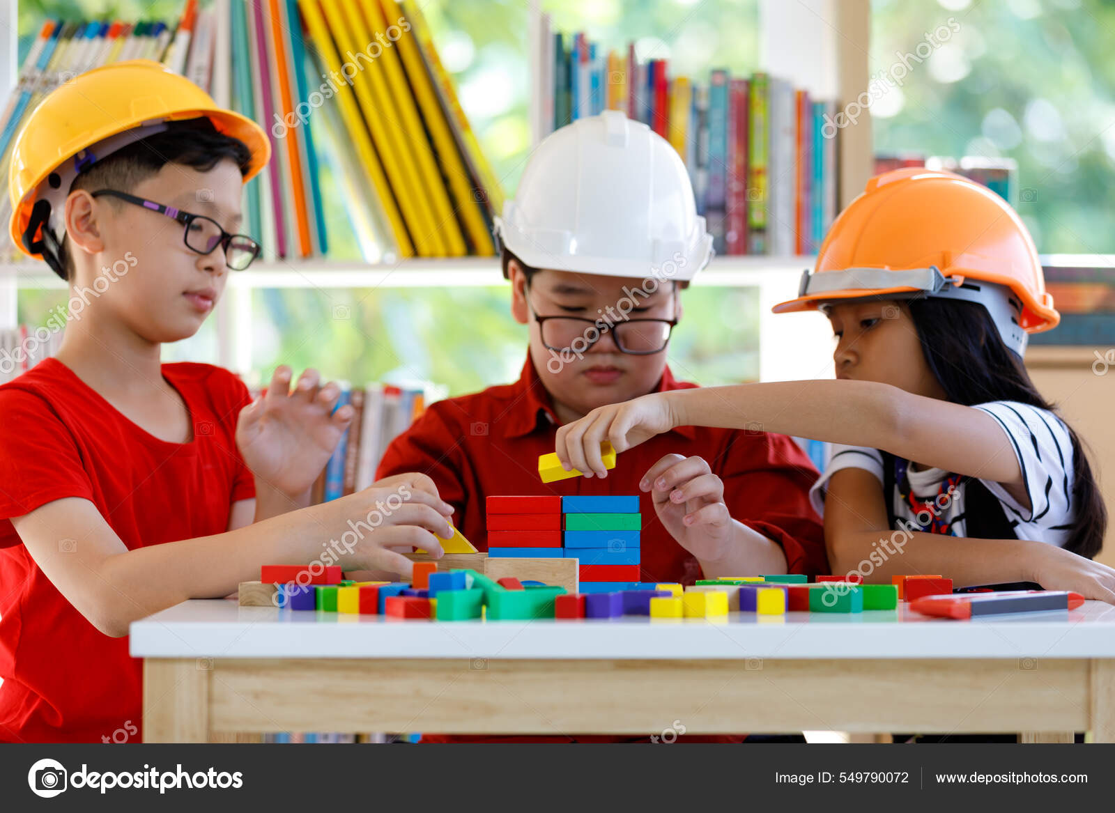 Asian Children Playing Jigsaw Puzzle Classroom Stock Photo by ...
