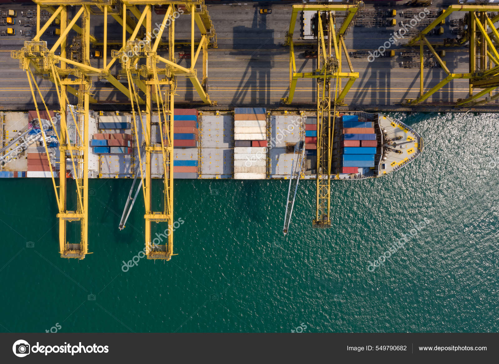 Container Ship Terminal Quay Crane Container Ship Industrial Port ...