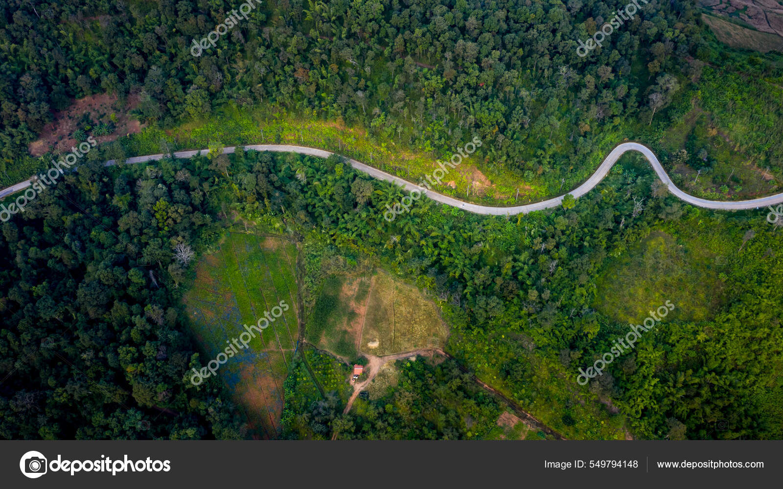 Aerial View Mountain Paths Rural Road City Valley Doi Chang — Stock ...