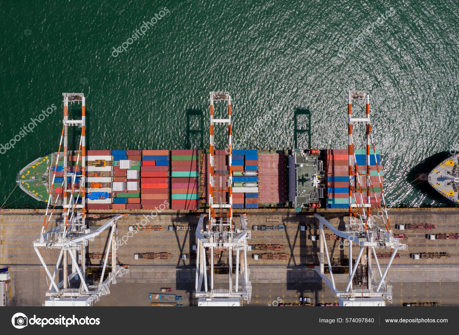 Container Ship Terminal Quay Crane Container Ship Industrial Port ...