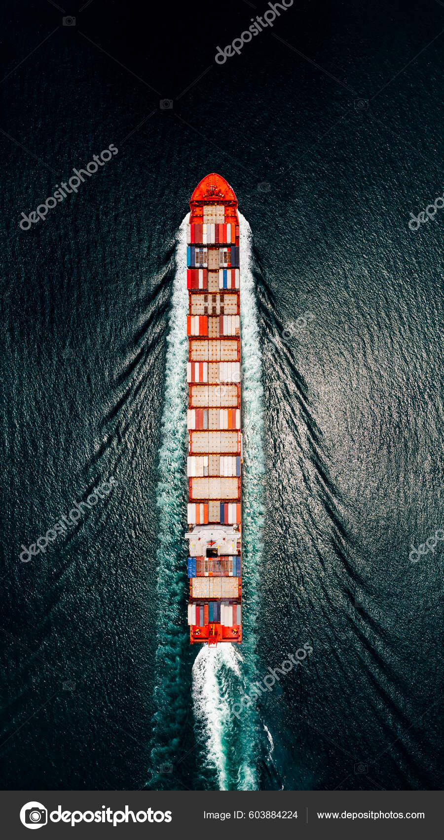 Container Ship Sailing Full Speed Transport Goods Logistics Containers ...